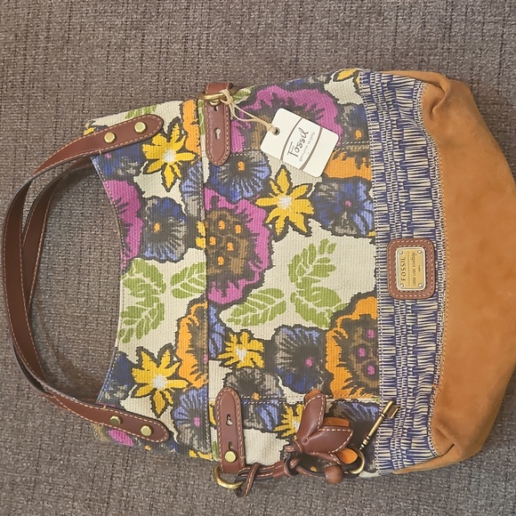 Fossil | Bags | Nwt Fossil Womens Floral Canvas Hobo Bag Multicolor ...